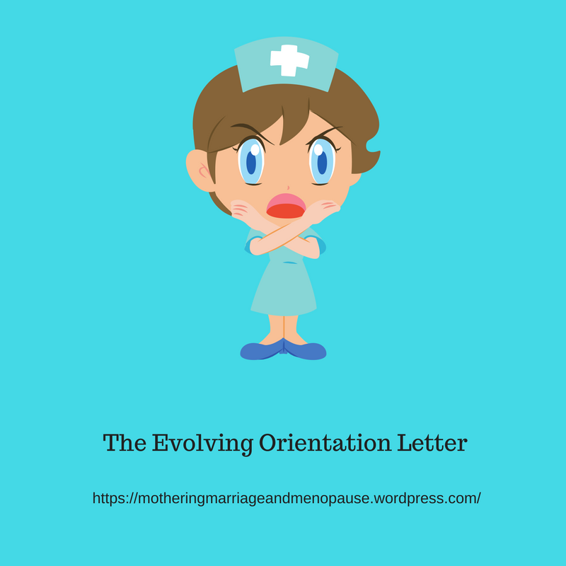 The Evolving Orientation Letter – Mothering, Marriage and Menopause